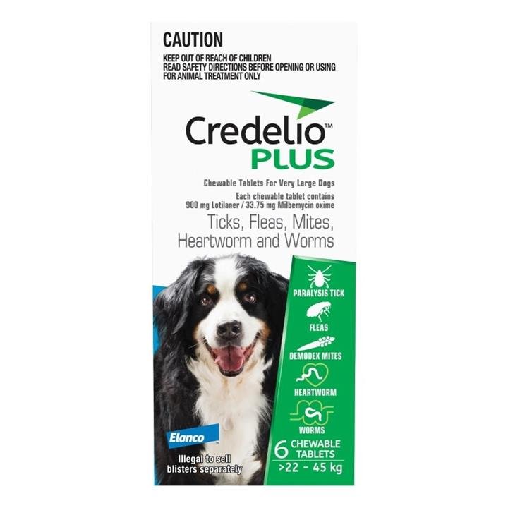Credelio Plus Chewable Tab for Very Large Dogs 22 - 45kg (Blue) X 6 ...